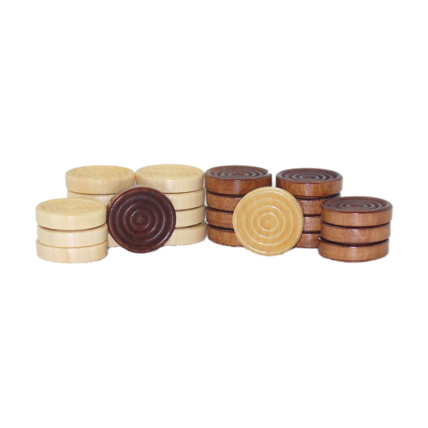 Set of 24 Stackable Wood Grooved Checkers - 1.25" - Literati School Store